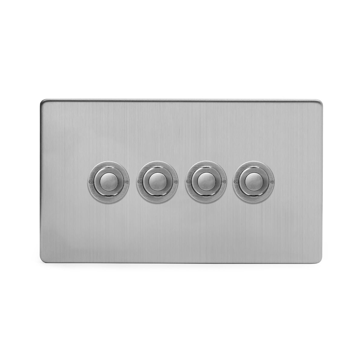 Soho Lighting Brushed Chrome 4 Gang 6A 2 Way Retractive Push Button Sw ...