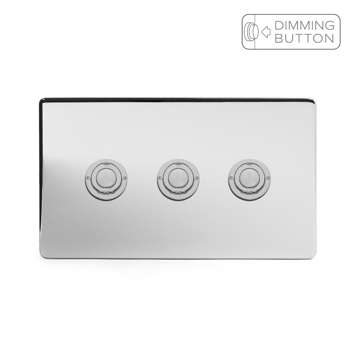 Soho Lighting Polished Chrome 3 Gang 6A Push Button Dimmer Switch ...